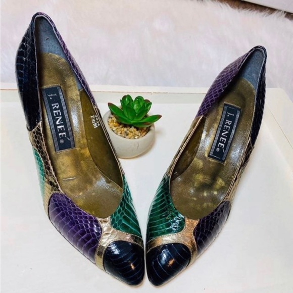 j renne | Shoes | J Rene Leather Snake Like 5 Inch Heel | Poshmark